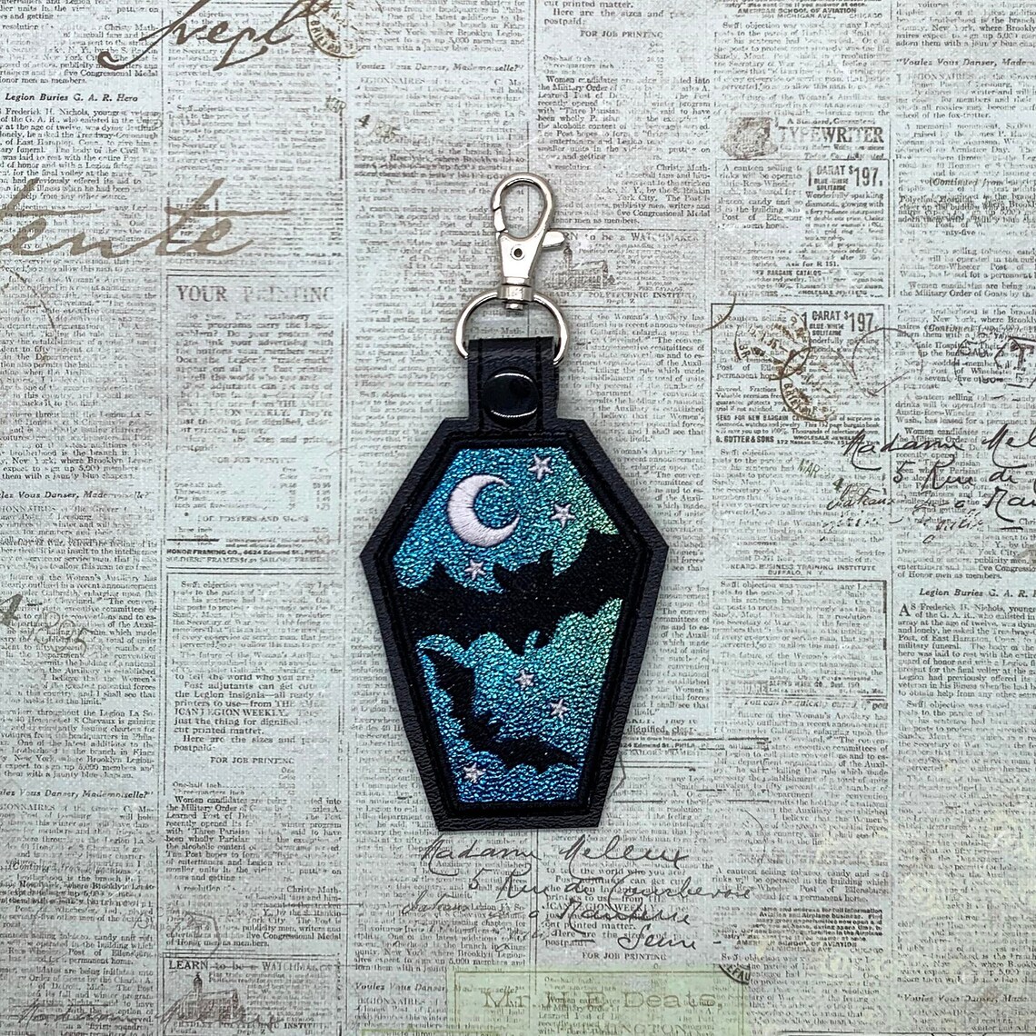 Coffin, Bats Keychain, Snap Tab - Etsy