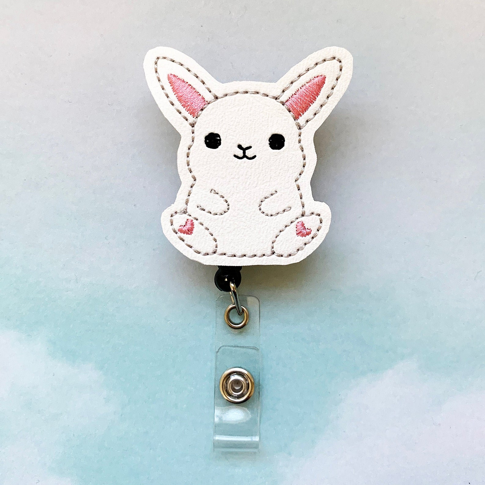 Cute Bunny Badge Reel White Vinyl - Etsy