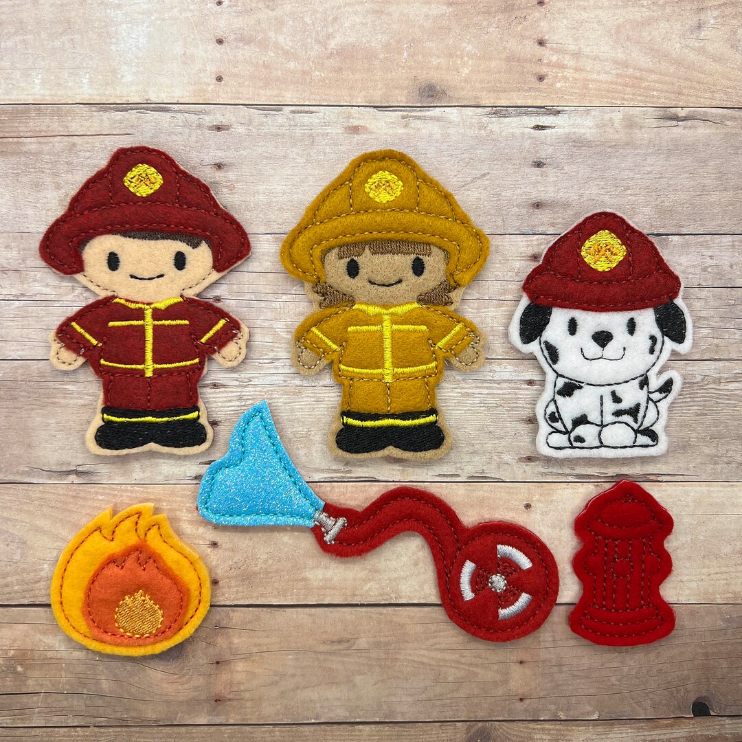 Firefighter Finger Puppet Set, Felt Toy, Stocking Stuffer - Etsy