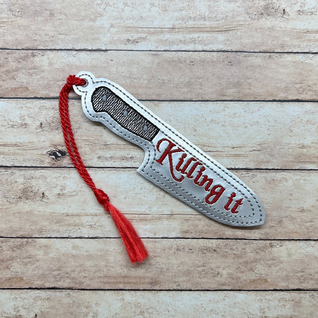 Killing It, Knife Embroidered Bookmark With Tassel - Etsy