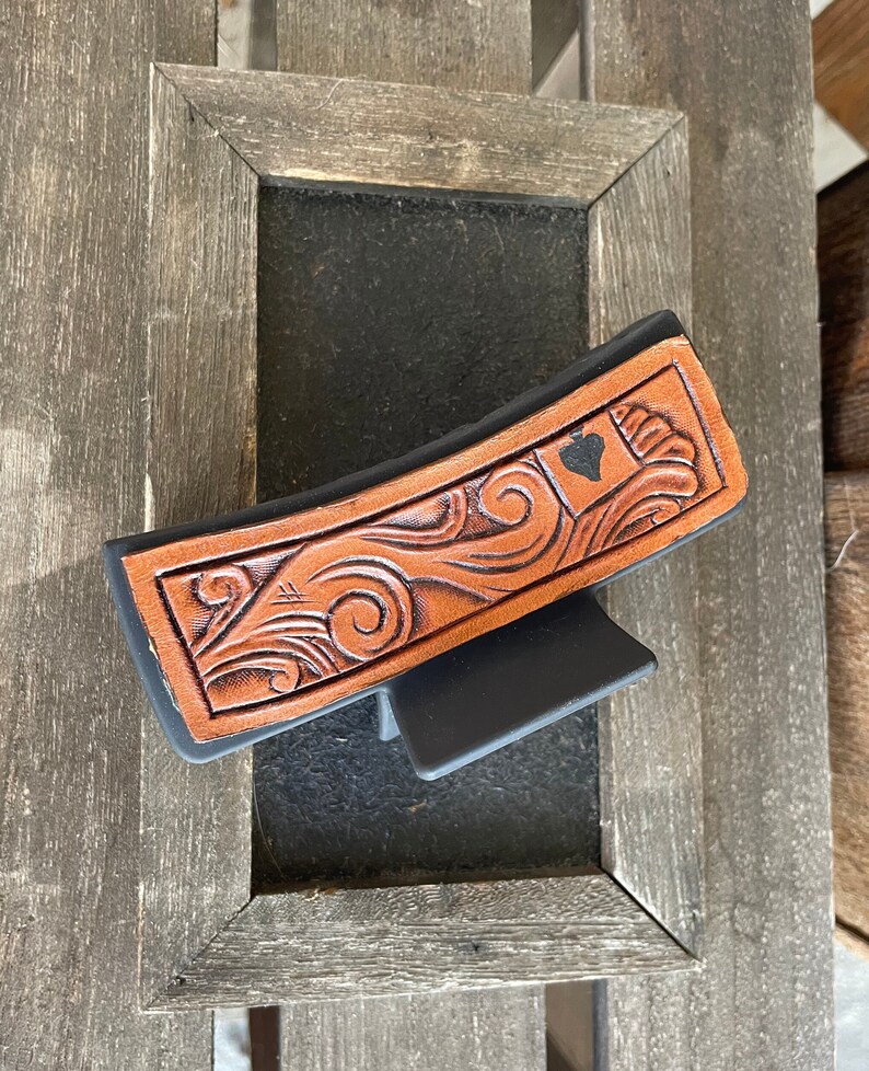 Tooled Leather Claw Clips - Etsy