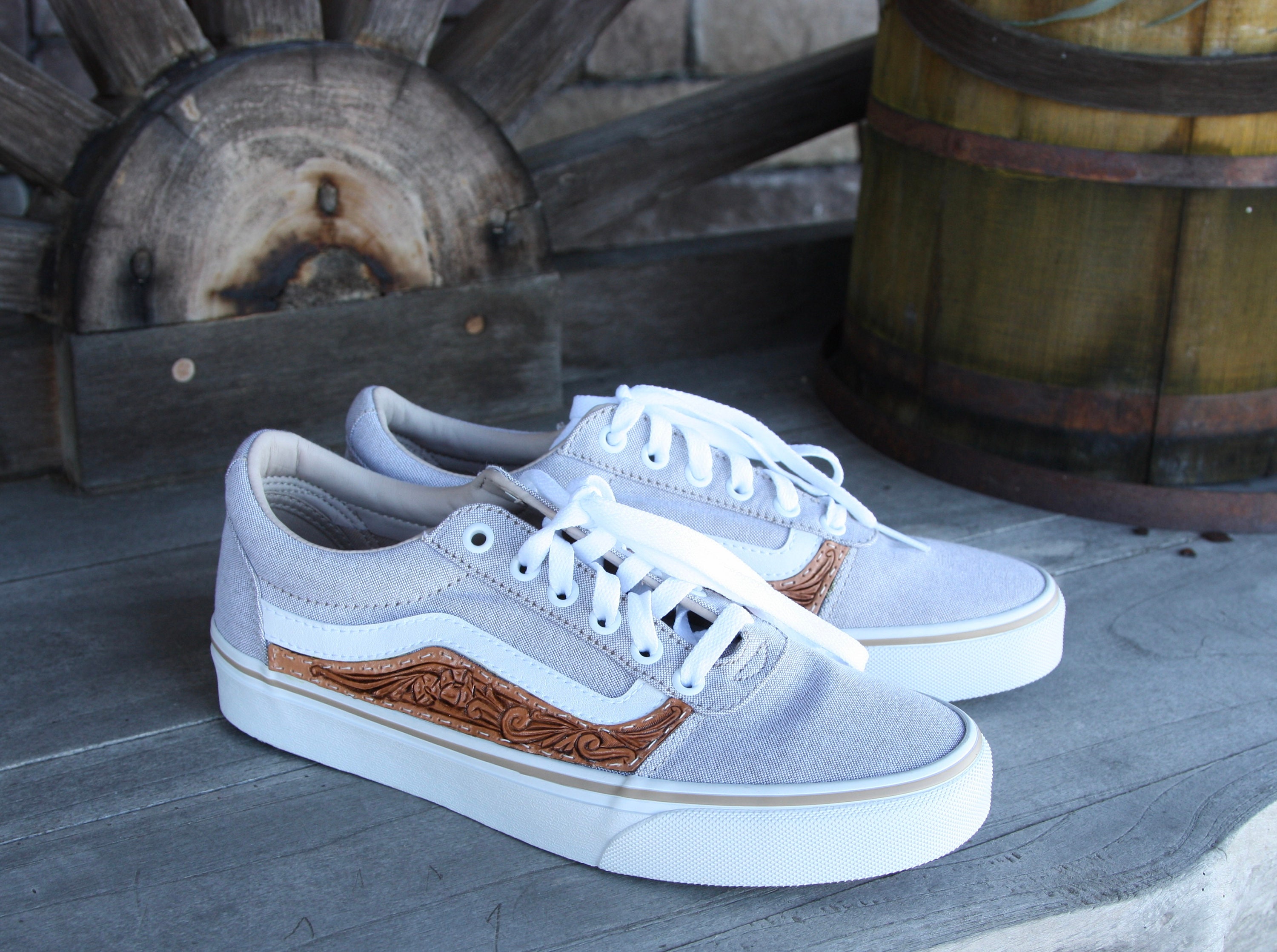 Tooled Leather Vans size 8.5 - Etsy