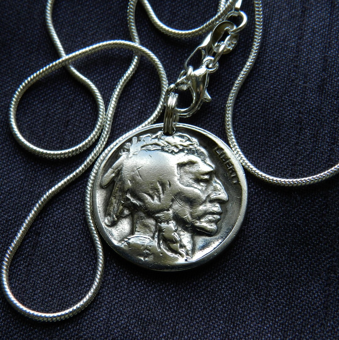 Antique USA - Native American Indian & the Buffalo - USA - Coin Pendant ...