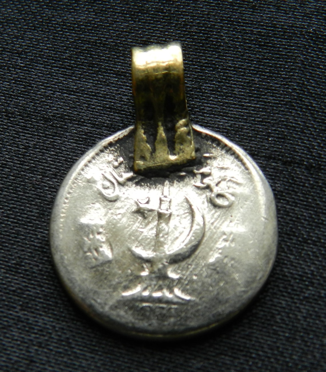 Vintage Coin Pendant Crescent Moon and Star Genuine Coin CM90 - Etsy