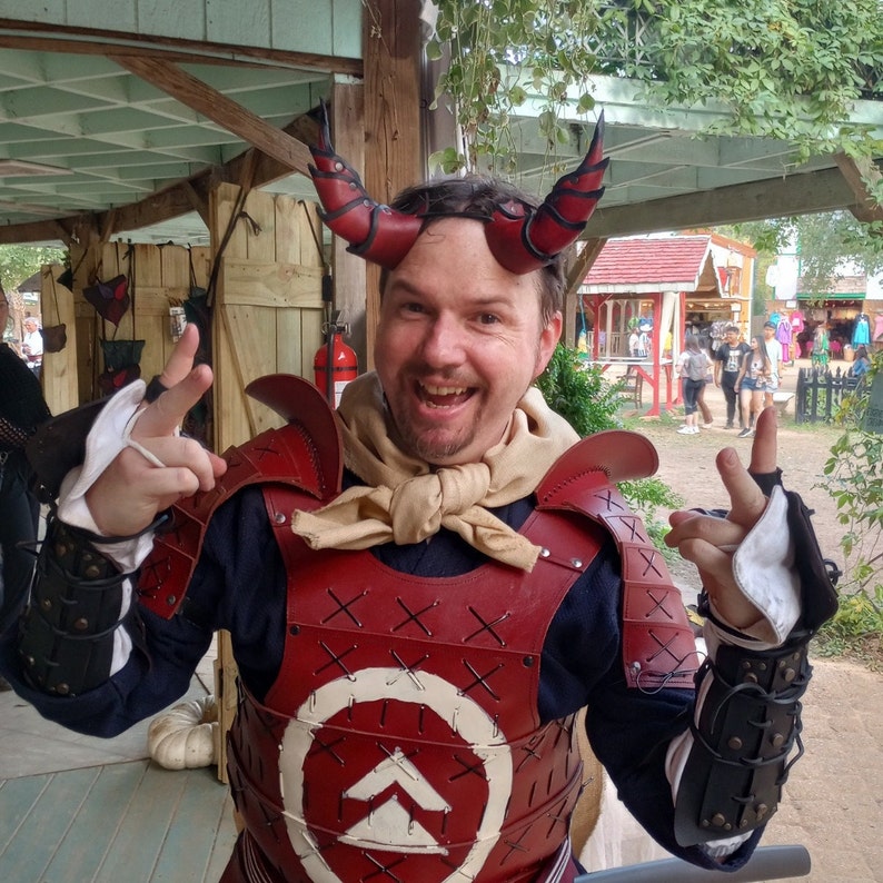 Leather Scaled Horns- Ram, LARP, Satyr, Fantasy, Cosplay, Demon Dragon ...