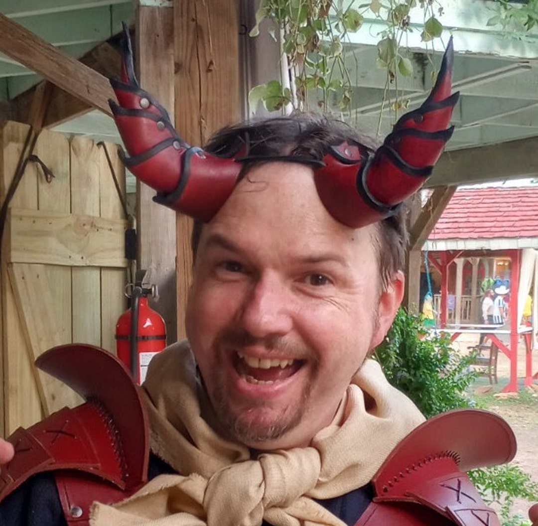 Leather Scaled Horns- Ram, LARP, Satyr, Fantasy, Cosplay, Demon Dragon ...
