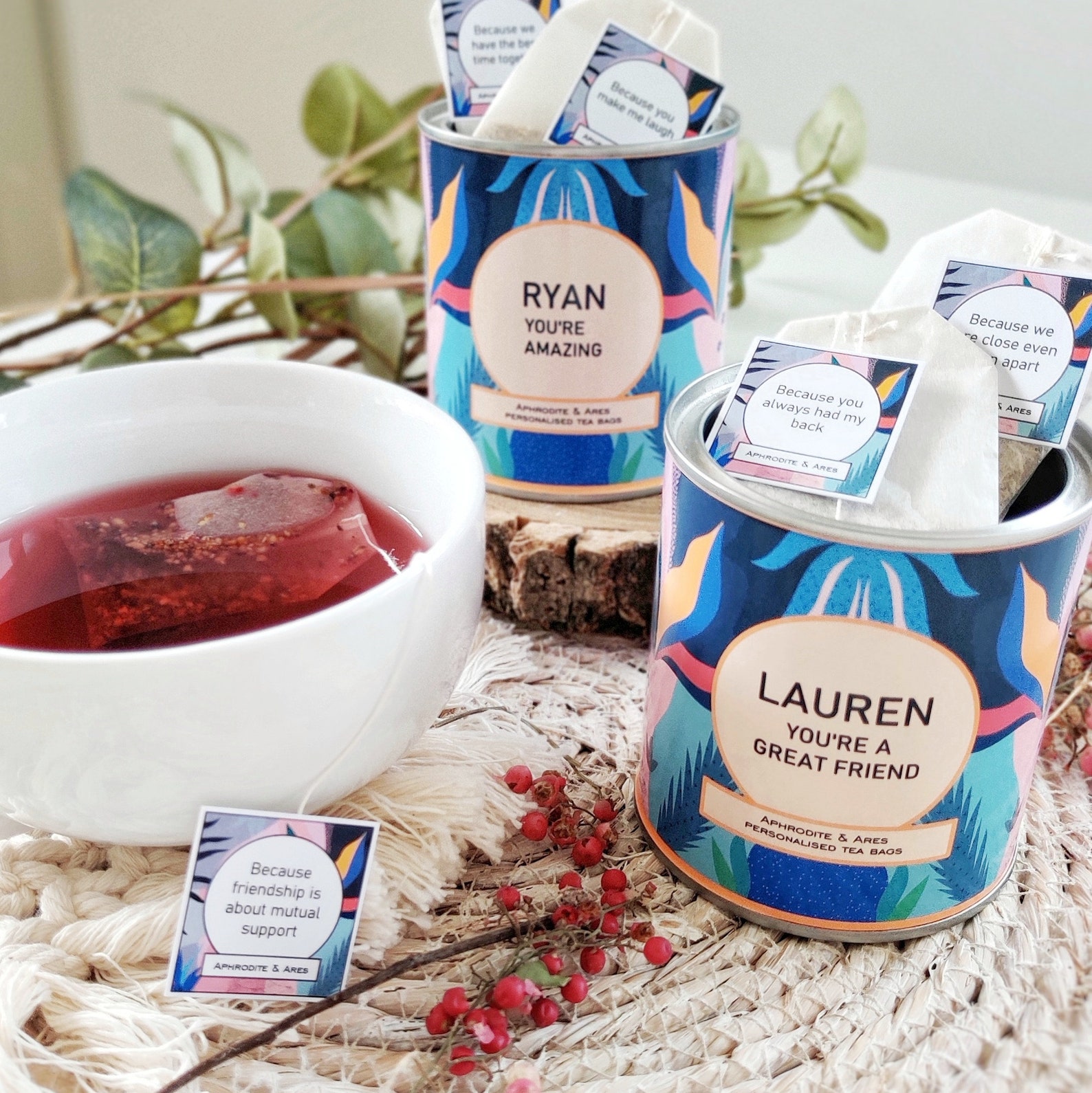 Personalised Tea Gift Tin With 12 Custom Messages Eco Gift for Friend ...