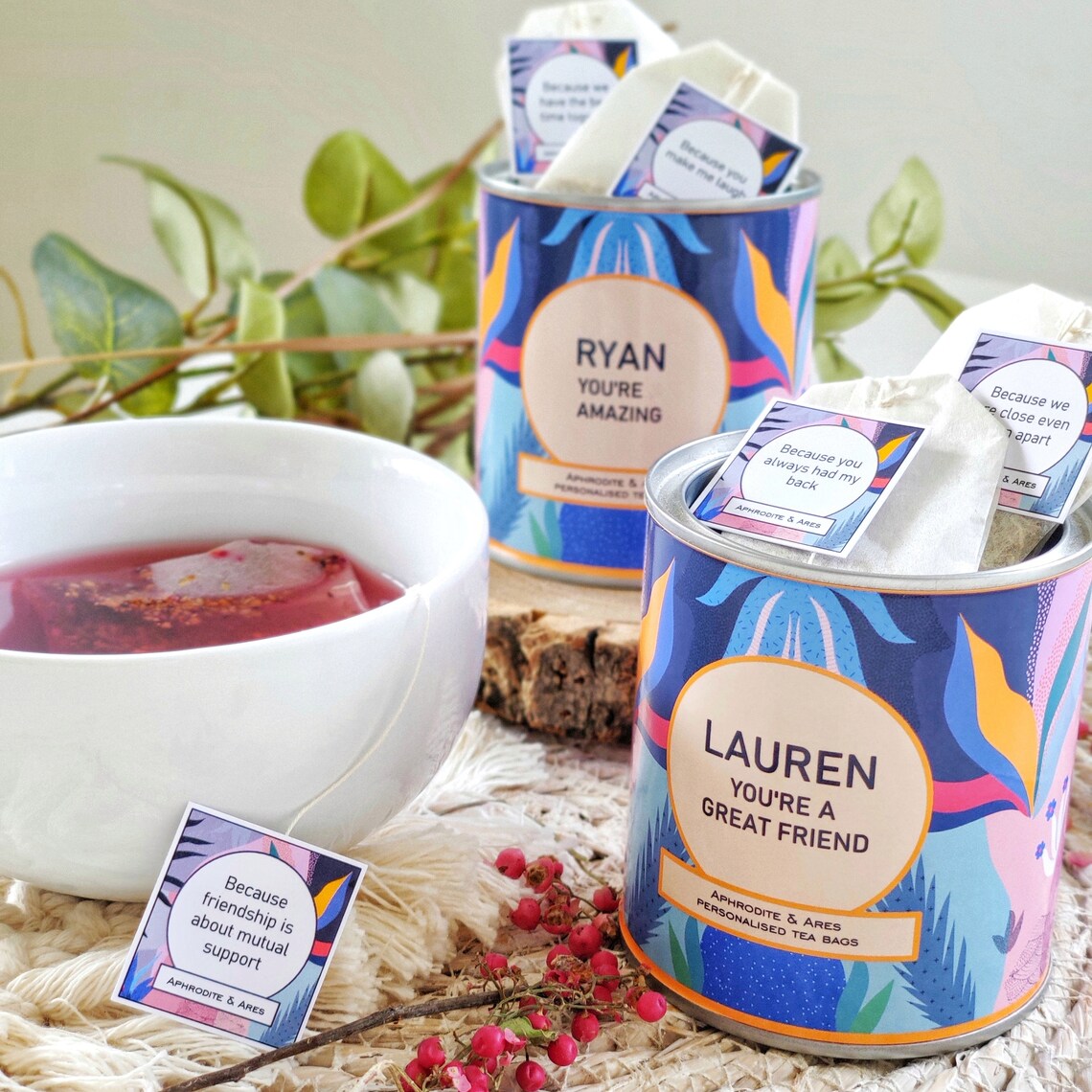 Personalised Tea Gift Tin With 12 Custom Messages Eco Gift for Friend ...