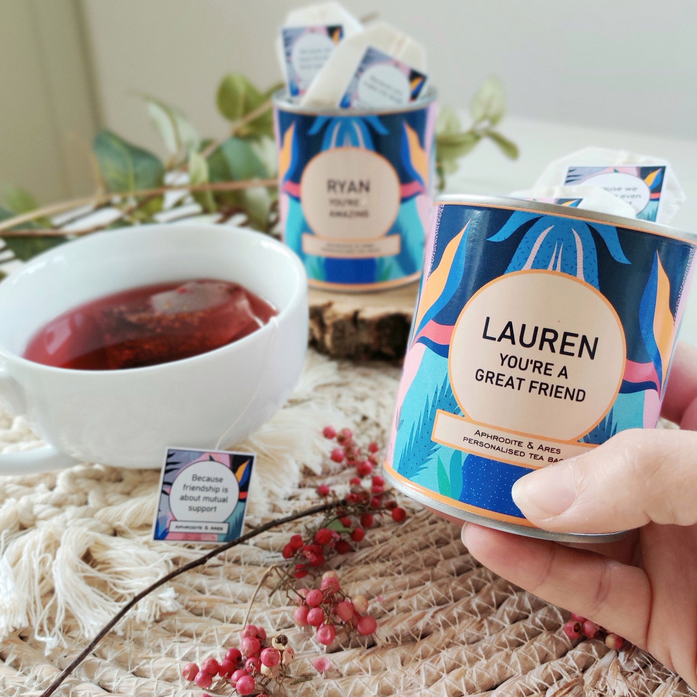 Personalised Tea Gift Tin With 12 Custom Messages Eco Gift for Friend ...