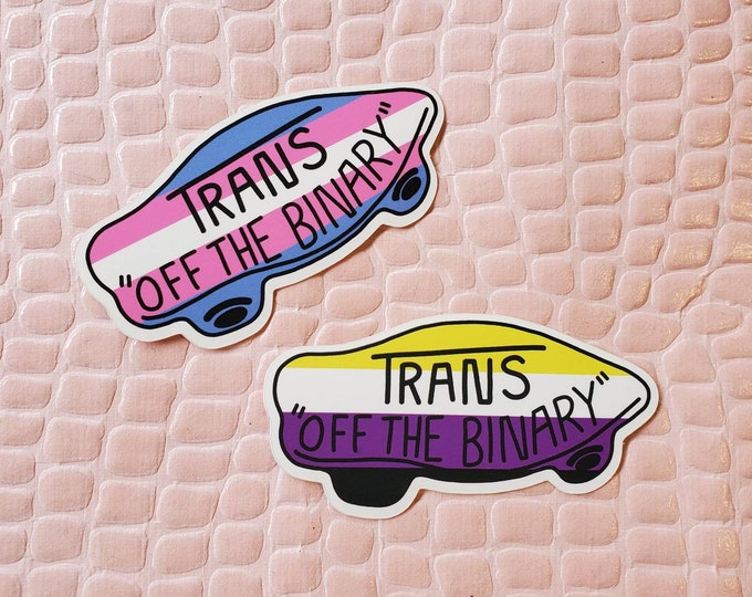 Trans off the Binary Sticker - Etsy