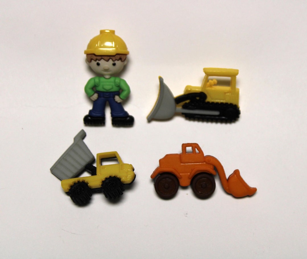 4 Construction Work Zone Buttons Bulldozer Button Construction ...