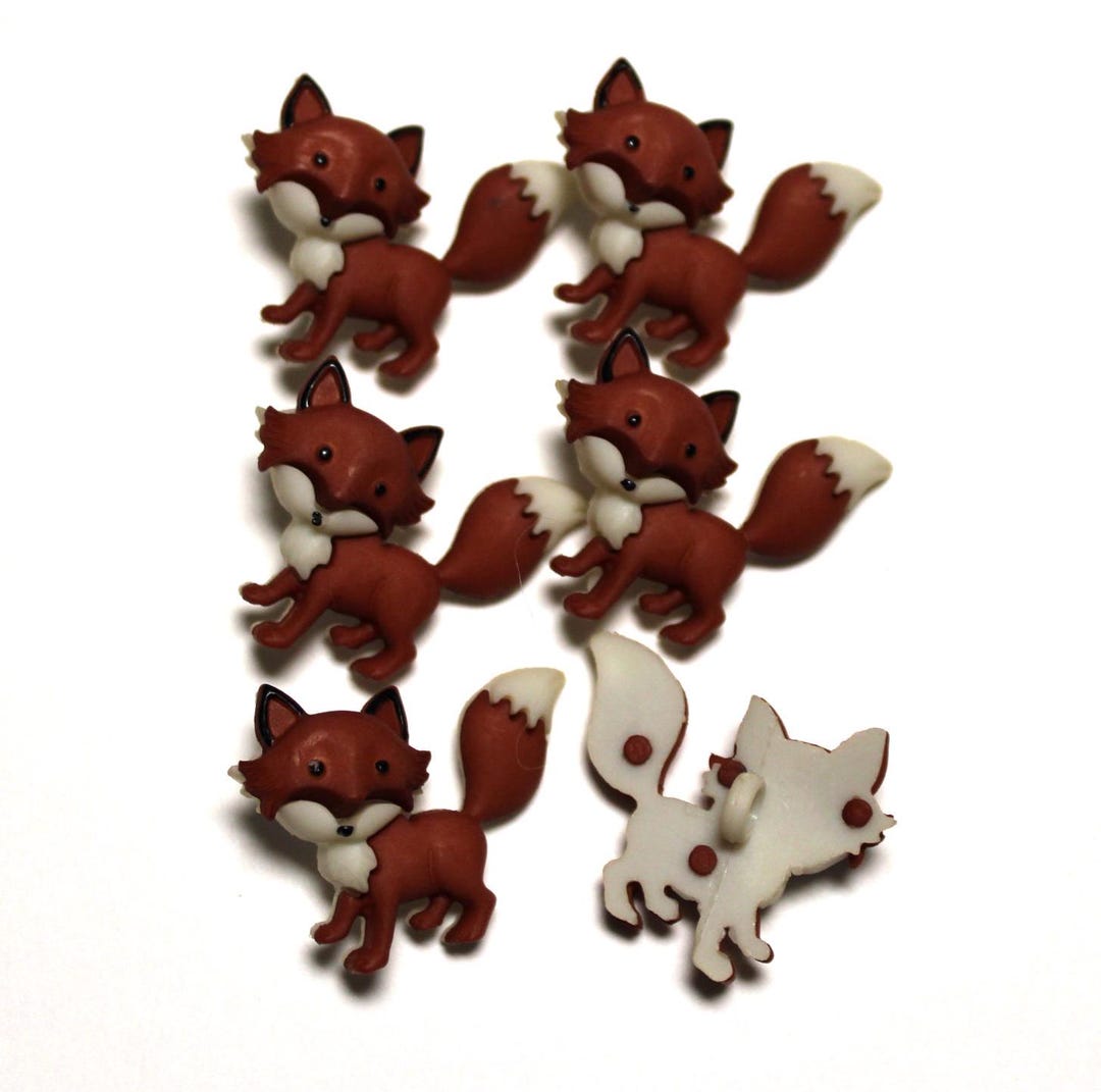 6 Fox Button Forest Animal Buttons Forest Animal Embellishments Fox ...