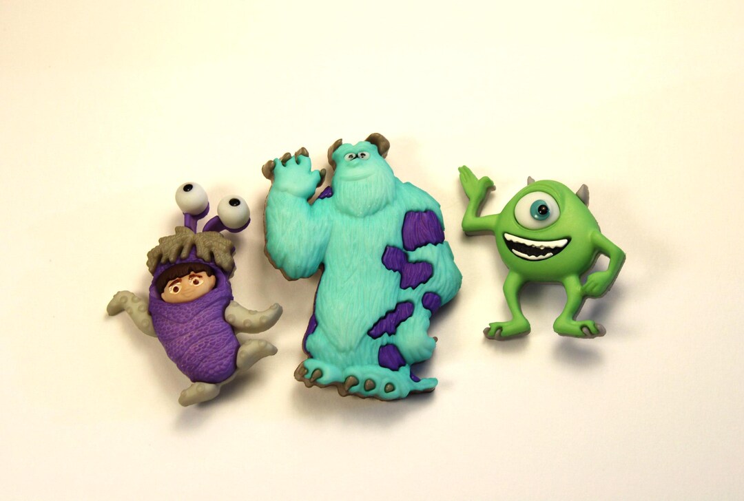 3 Monsters Inc Button Disney Buttons Monsters Inc Embellishments Shank ...