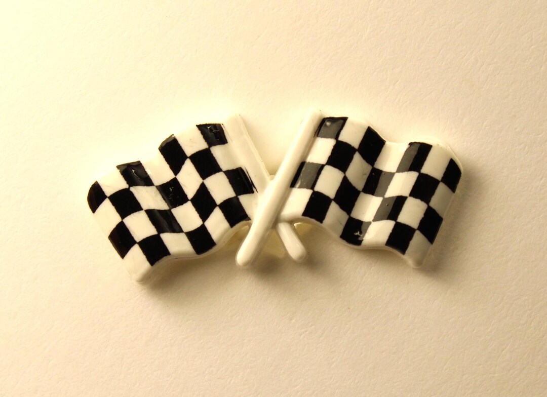 Checkered Flag Button Race Car Embellishment Racing Button Start Your ...
