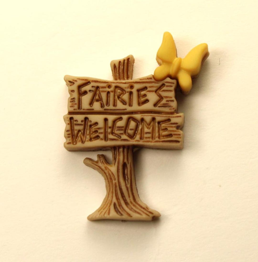 Fairies Welcome Sign Button Fairy Buttons Fairy Embellishment Believe ...