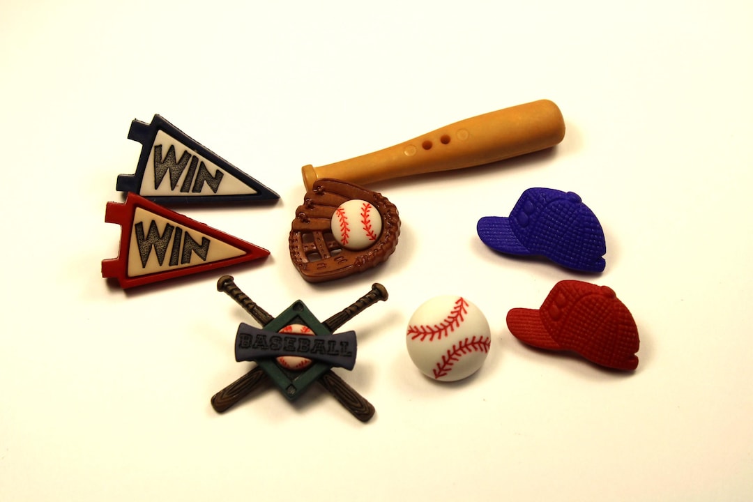 8 Baseball Buttons Baseball Bat Button Baseball Hat Button Baseball ...