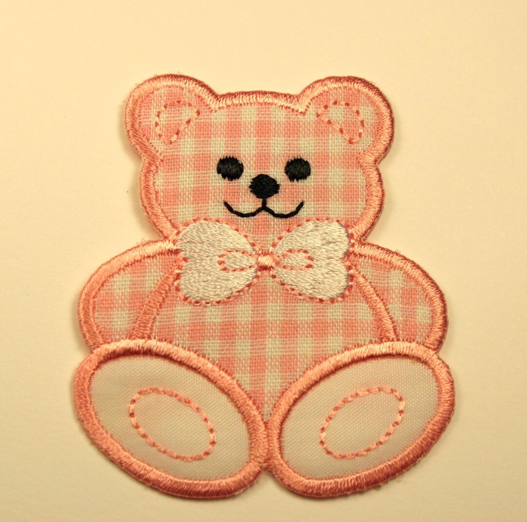 Pink Teddy Bear Applique Teddy Bear Patch Iron on Teddy Baer ...