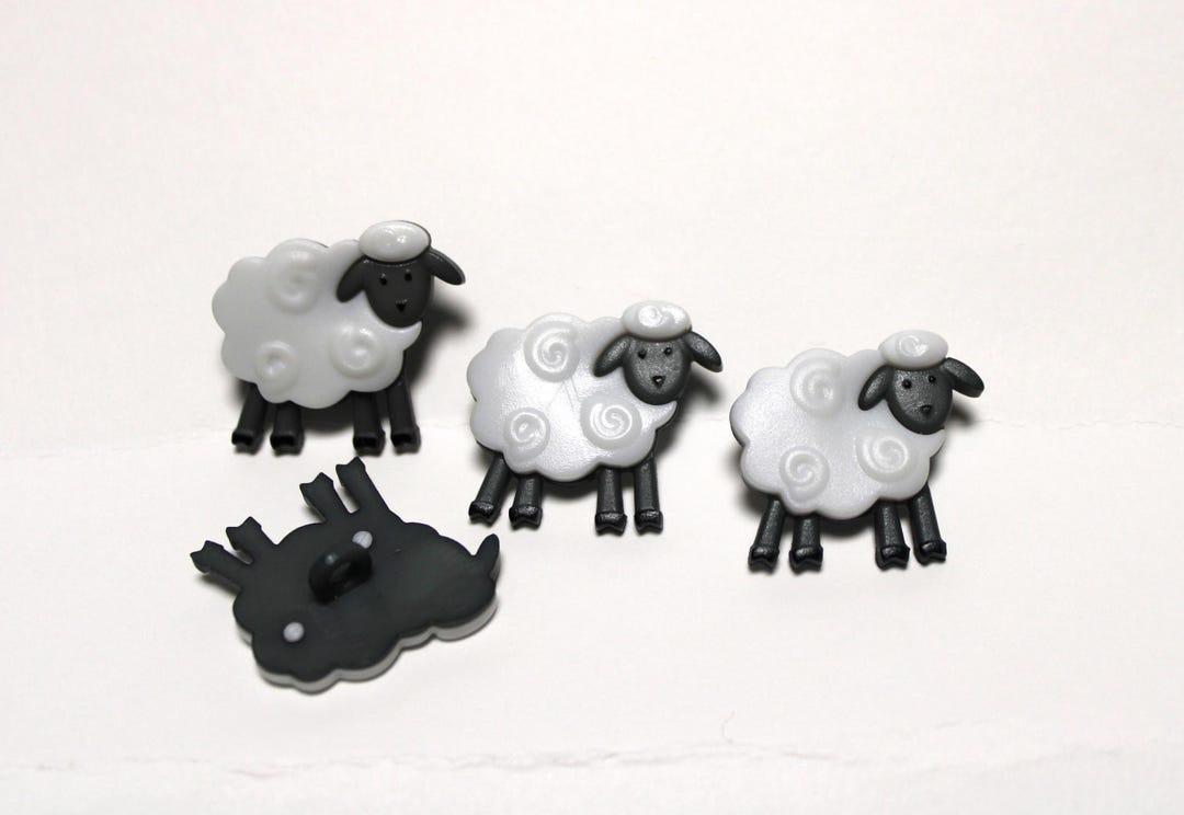 4 Sheep Buttons Shank Sheep Embellishment Lamb Buttons Farm Animal ...
