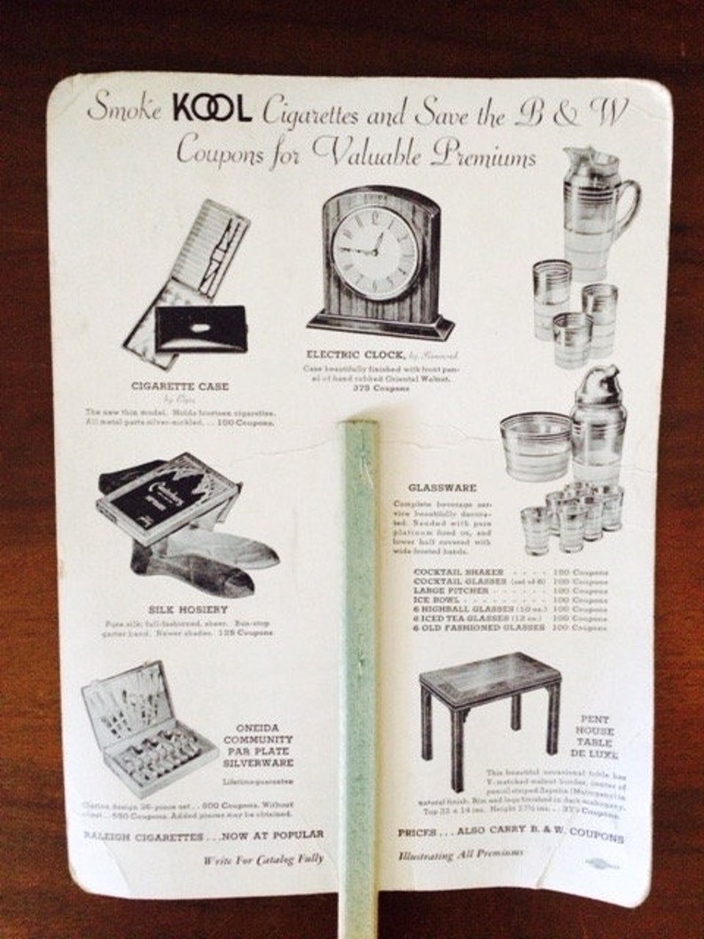 1930s Kool Cigarettes Paper Advertising Fan Featuring Willie the ...