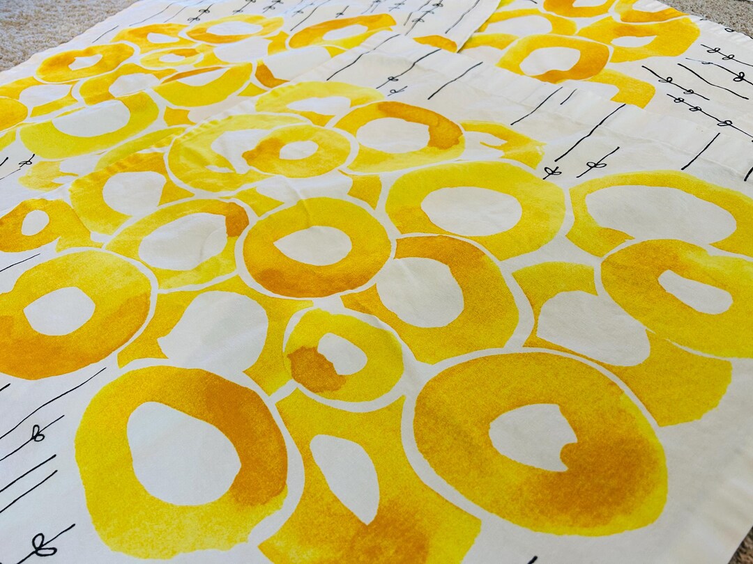 Mod Ikea Maria Vinka Yellow Circles Fabric; Maria Vinka Ikea - Etsy