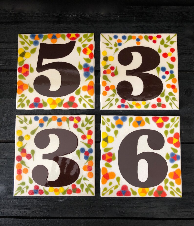 Sold Individually: Vintage Floral House Number Tiles Ceramic | Etsy