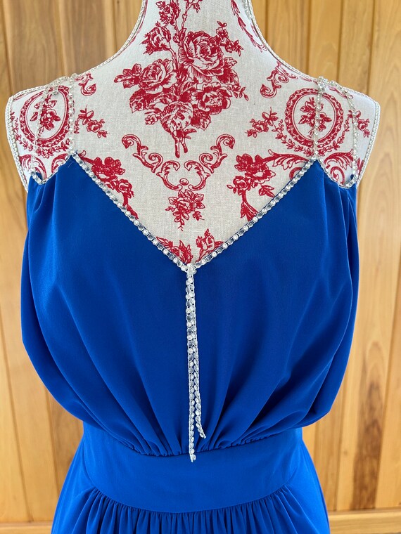 1970s-80s Blue Rimini Dress with Crystal Straps; Vint… - Gem