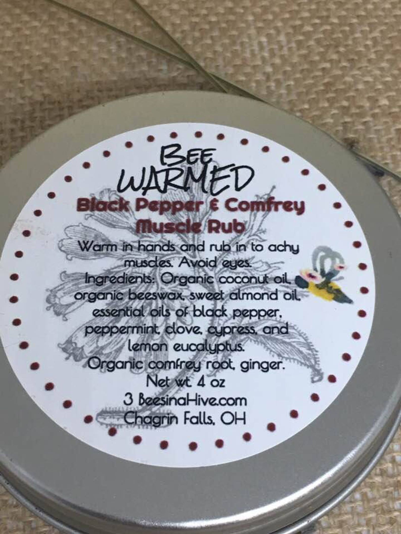 Bee Warmed Black Pepper & Comfrey Muscle Rub / Sore Muscle Rub - Etsy