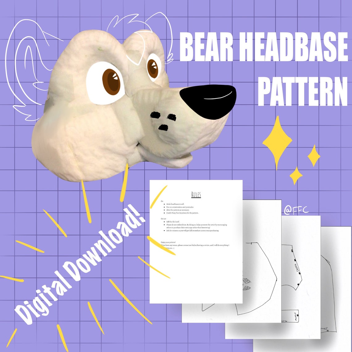 Bear Fursuit Headbase Pattern Digital Download PDF | Etsy