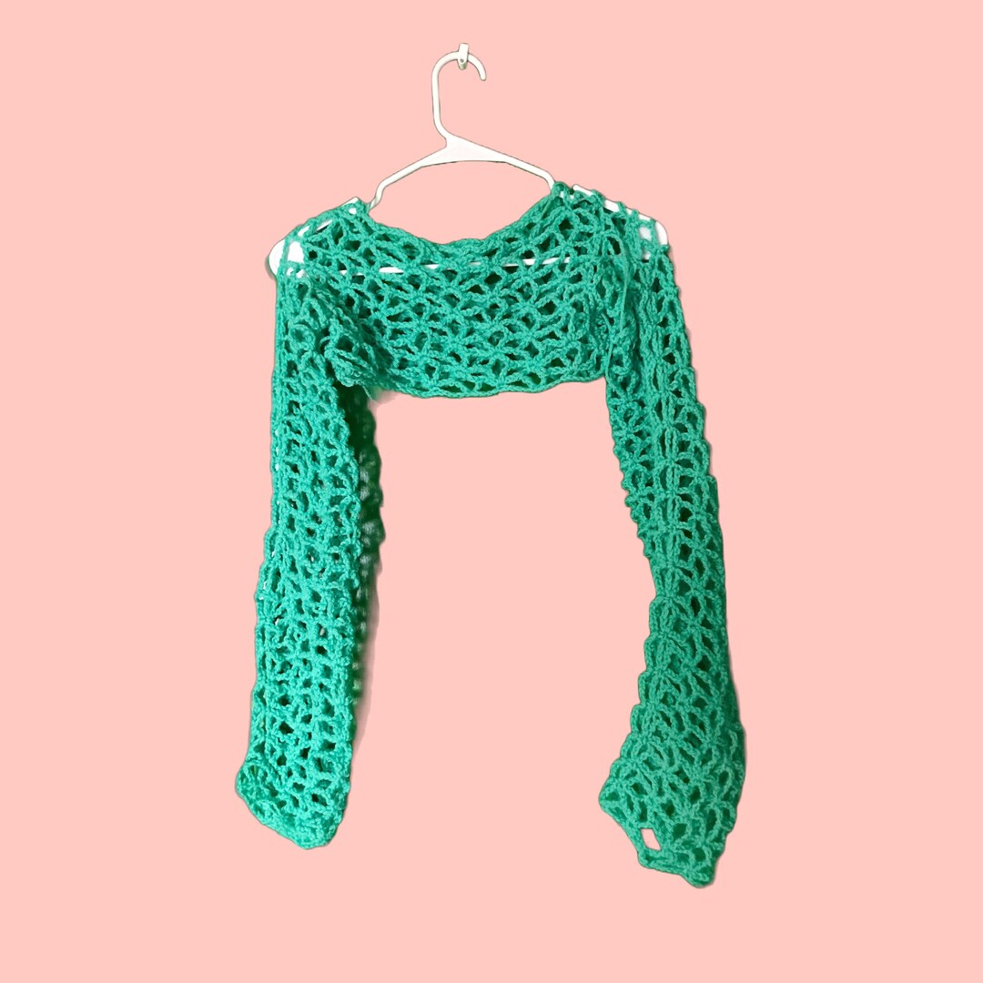 Y2K Shrug Crocheted Sleeves Super-cropped Floral Cut-out Sweater - Etsy
