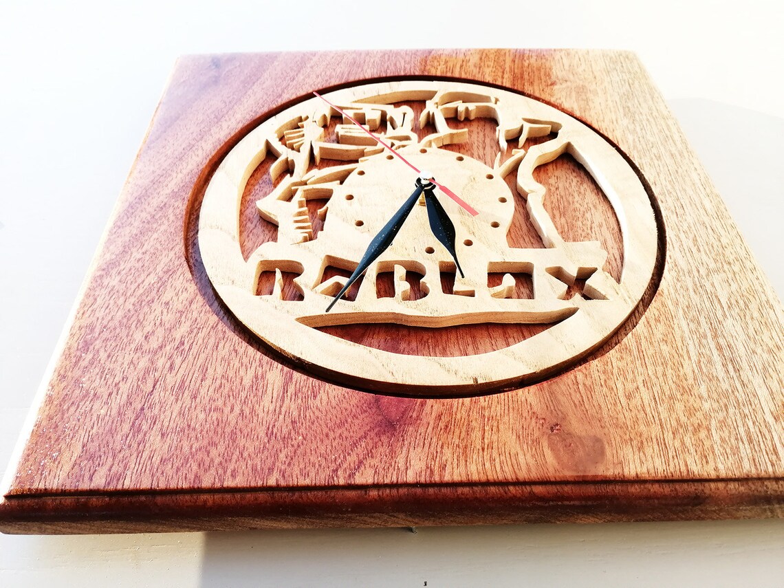 Roblox clock handmade wooden clock wall clock scroll saw | Etsy