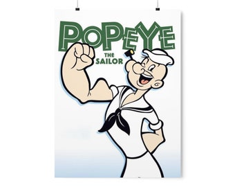 Popeye Print, Popeye Poster, Classic Cartoon Character Wall Print ...