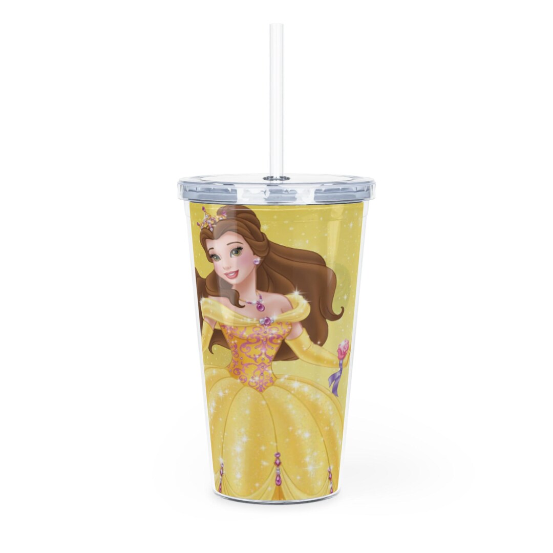 Princess Belle Kids Cup W/ Lid & Straw - Etsy