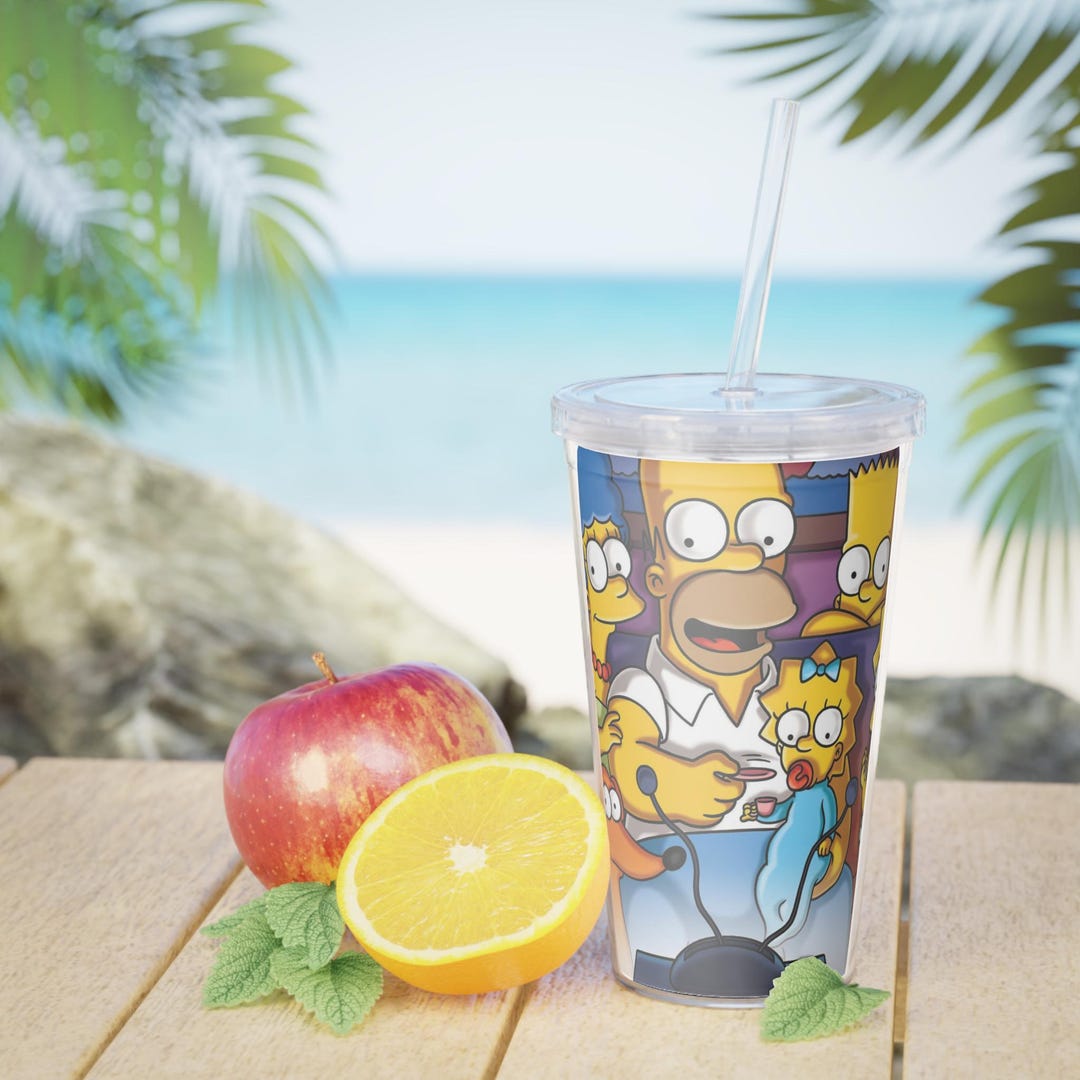 The Simpsons Kids Cup W/ Lid & Straw - Etsy