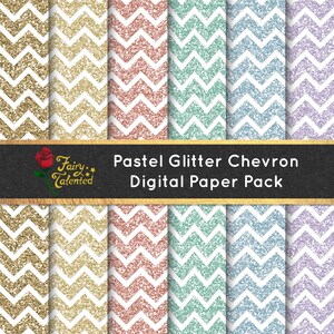 Pastel Glitter Chevron Digital Paper Pack - Etsy