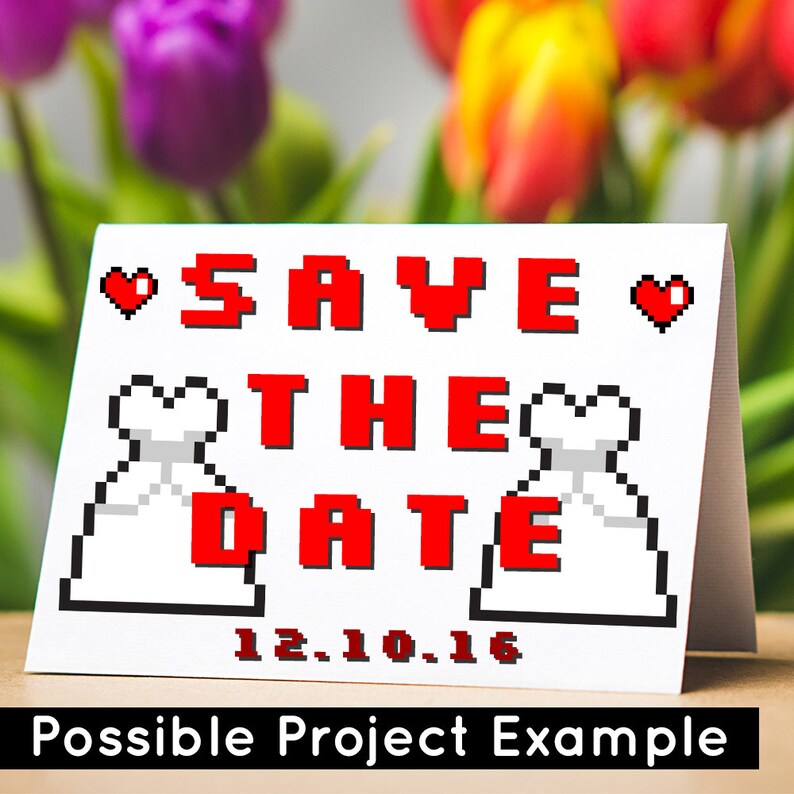 Video Game Wedding 8 Bit Clipart Set - Gamer Wedding 8 Bit Heart and ...