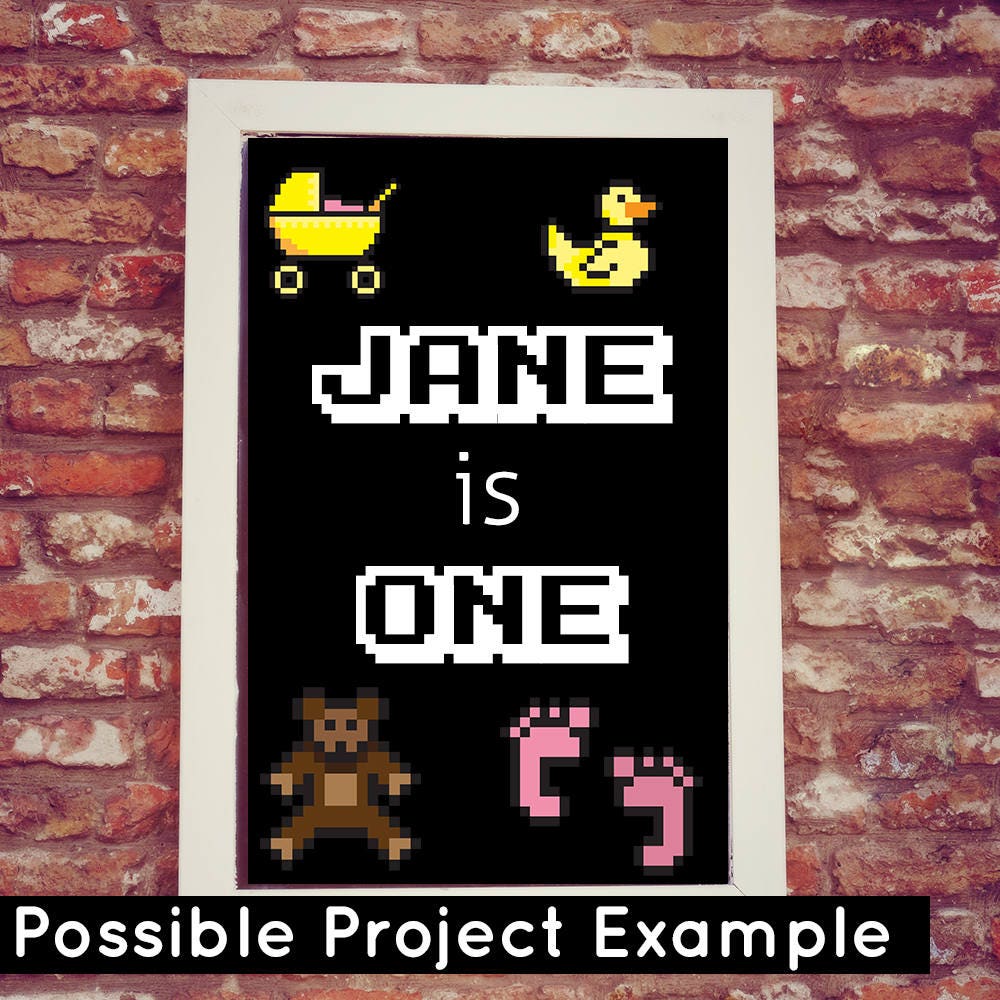 Video Game Baby Shower 8 Bit Clipart Set - Clip Art for Gamer Party ...