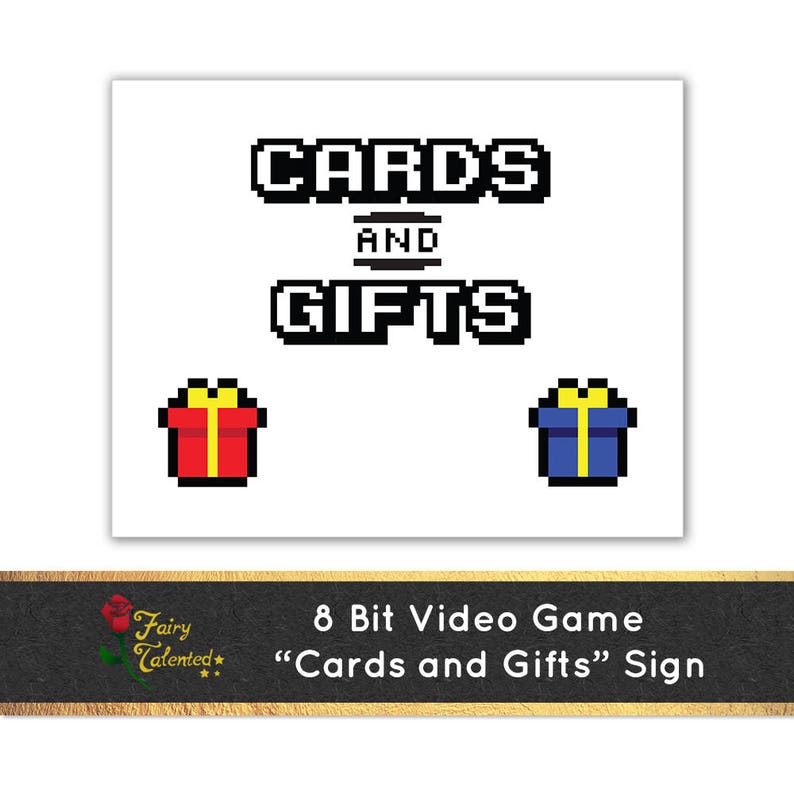 Video Game Wedding 8 Bit Cards and Gifts Sign, Gamer Wedding, Printable ...