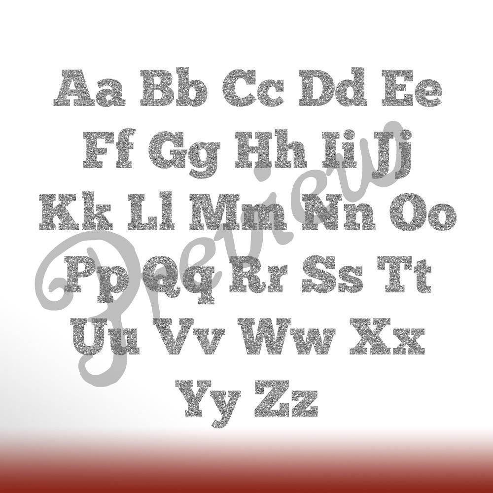 Retro Glitter Alphabet Clipart: Silver Glitter Letters, Silver Glitter ...