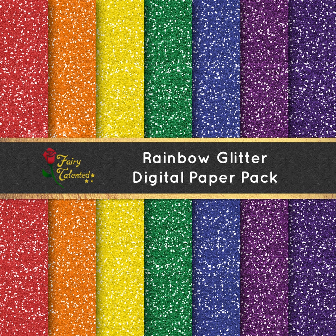 Rainbow Glitter Digital Paper Pack - Glitter Textures - Rainbow ...