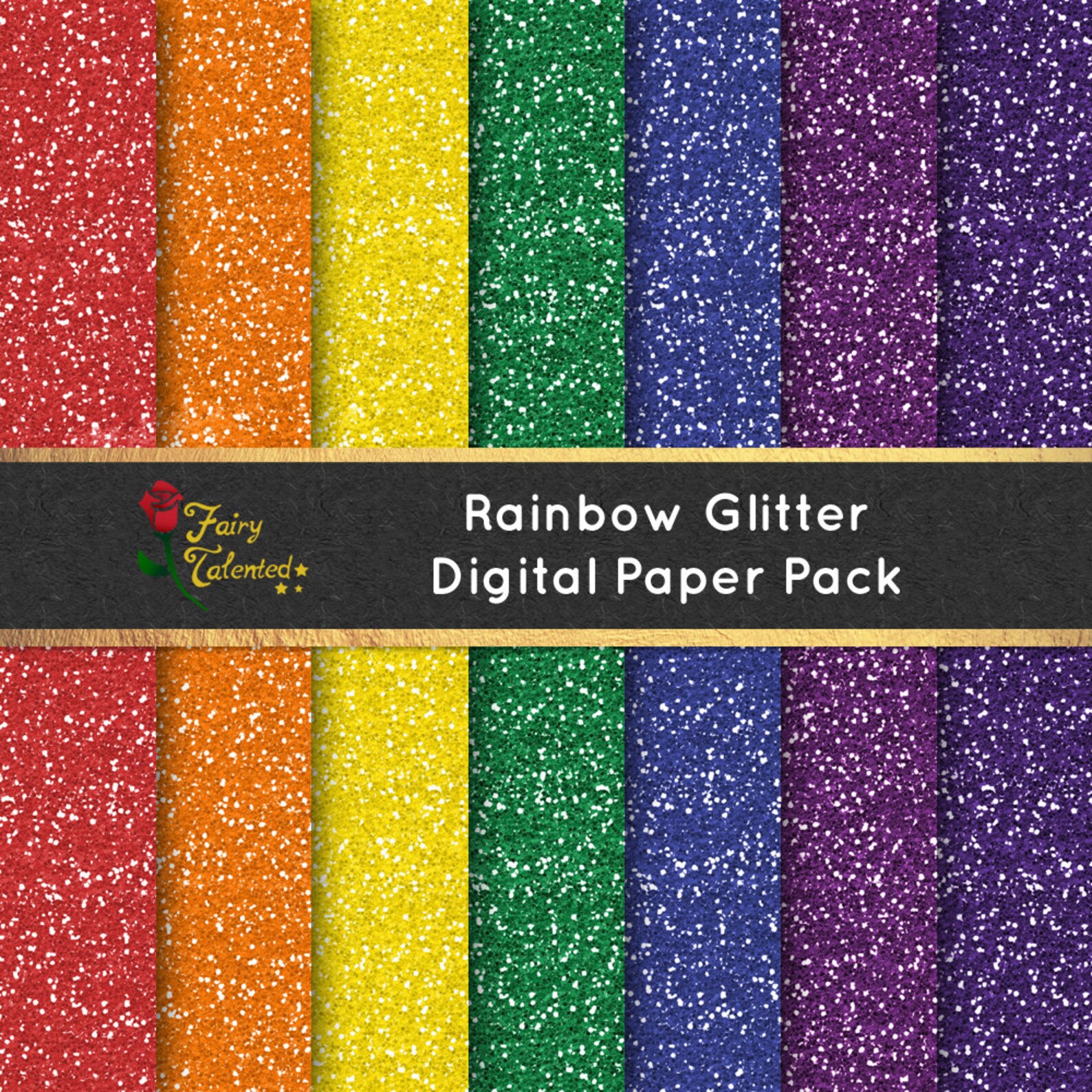 Rainbow Glitter Digital Paper Pack - Glitter Textures - Rainbow ...