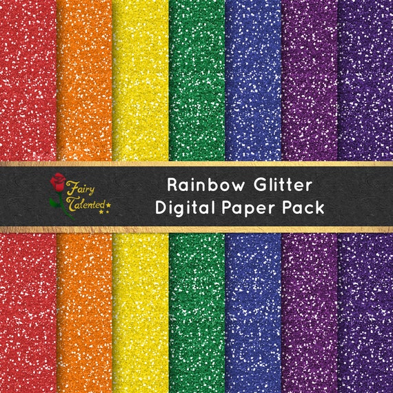 Rainbow Glitter Digital Paper Pack Glitter Textures | Etsy