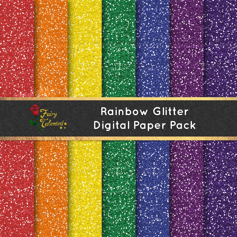 Rainbow Glitter Digital Paper Pack Glitter Textures - Etsy Ireland
