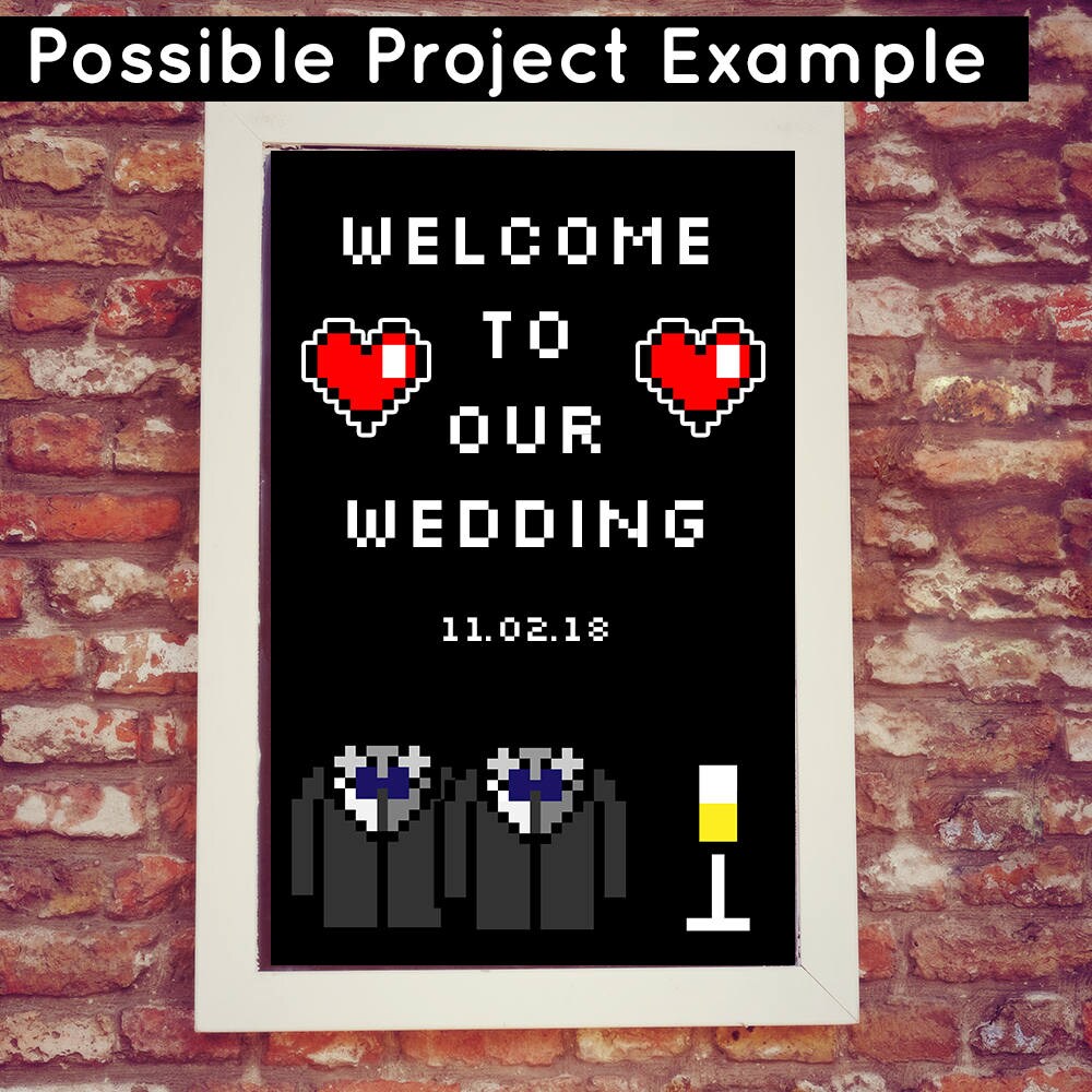 Video Game Wedding 8 Bit Clipart Set - Gamer Wedding 8 Bit Heart and ...
