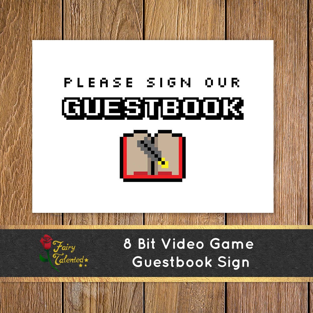 Video Game Wedding 8 Bit Guestbook Sign, Gamer Wedding, Printable ...
