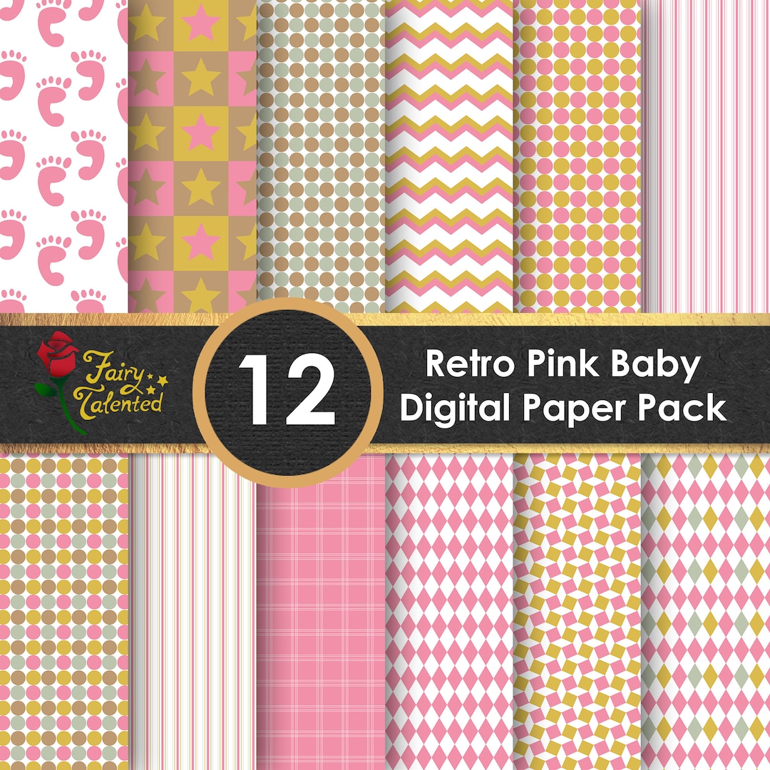 Retro Pink Baby Digital Paper Pack - Etsy
