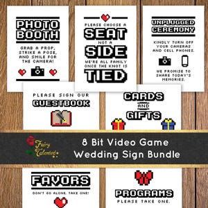 BUNDLE: 7 Video Game Wedding 8 Bit Signs, Gamer Wedding, Printable ...