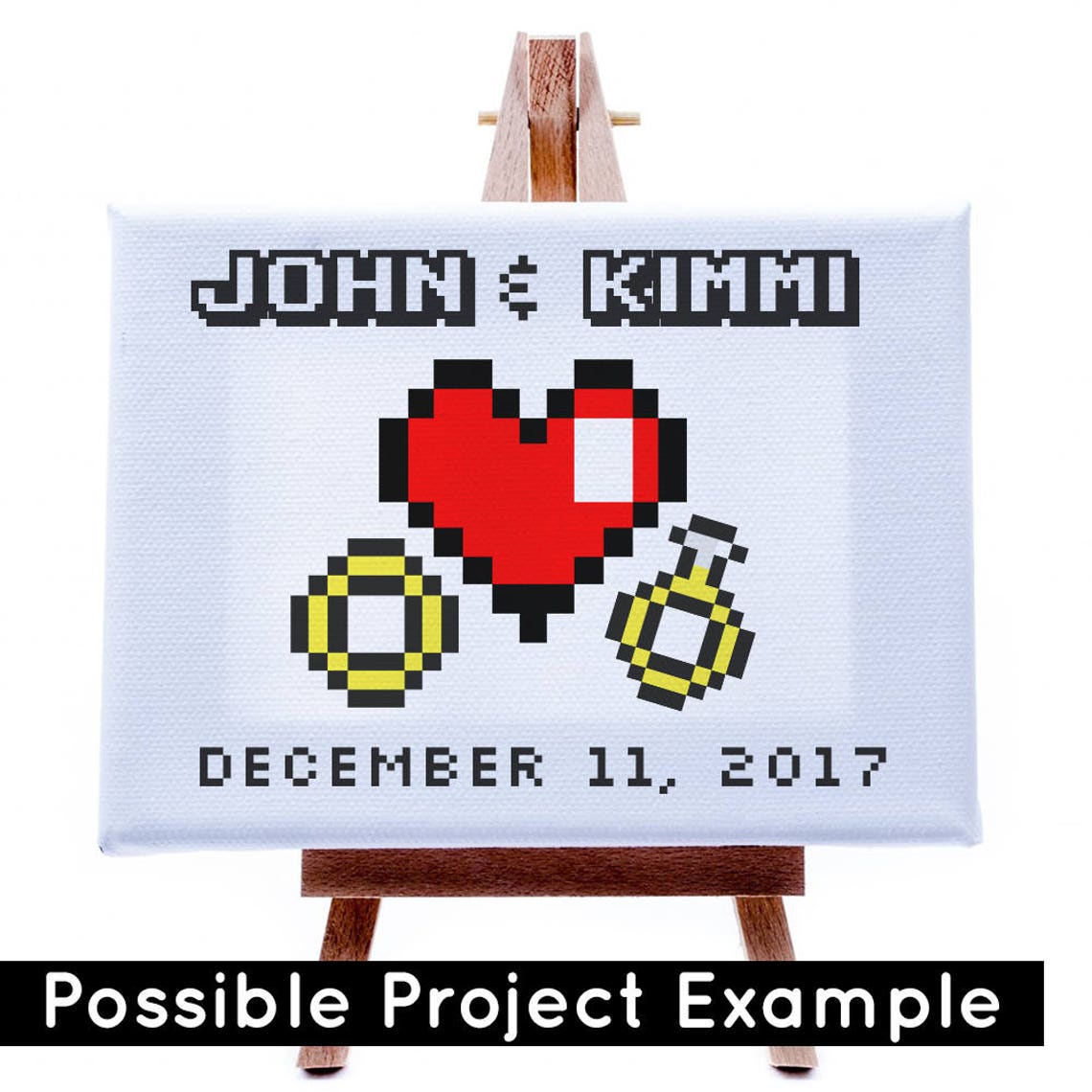 Video Game Wedding 8 Bit Clipart Set - Gamer Wedding 8 Bit Heart and ...