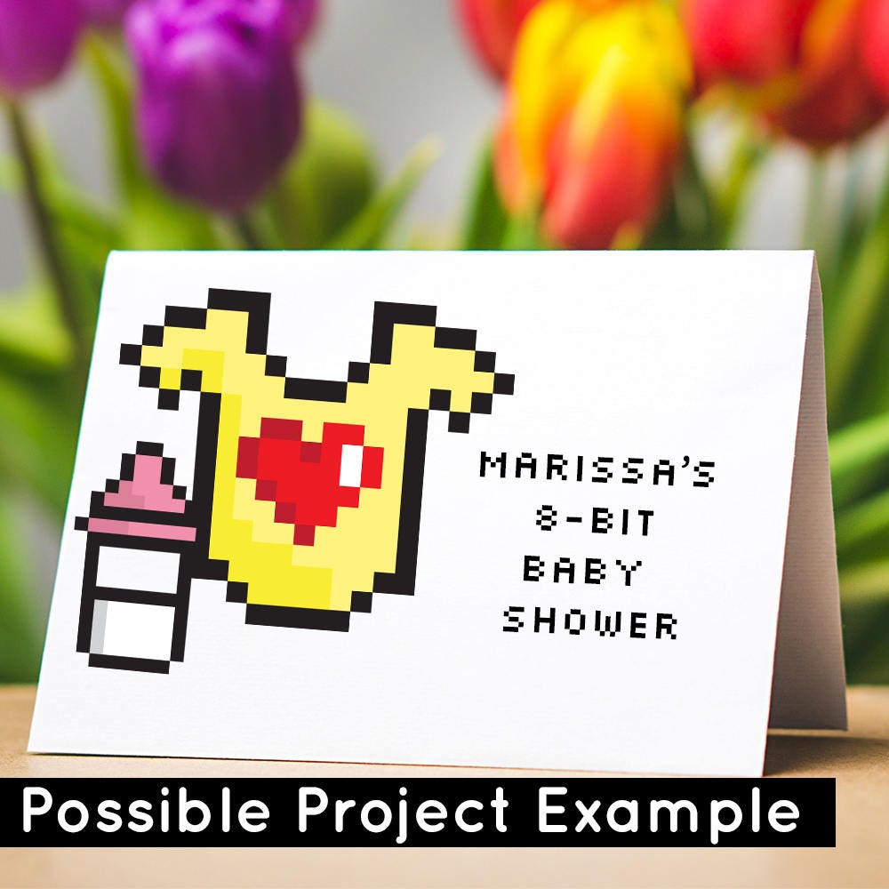 Video Game Baby Shower 8 Bit Clipart Set - Clip Art for Gamer Party ...