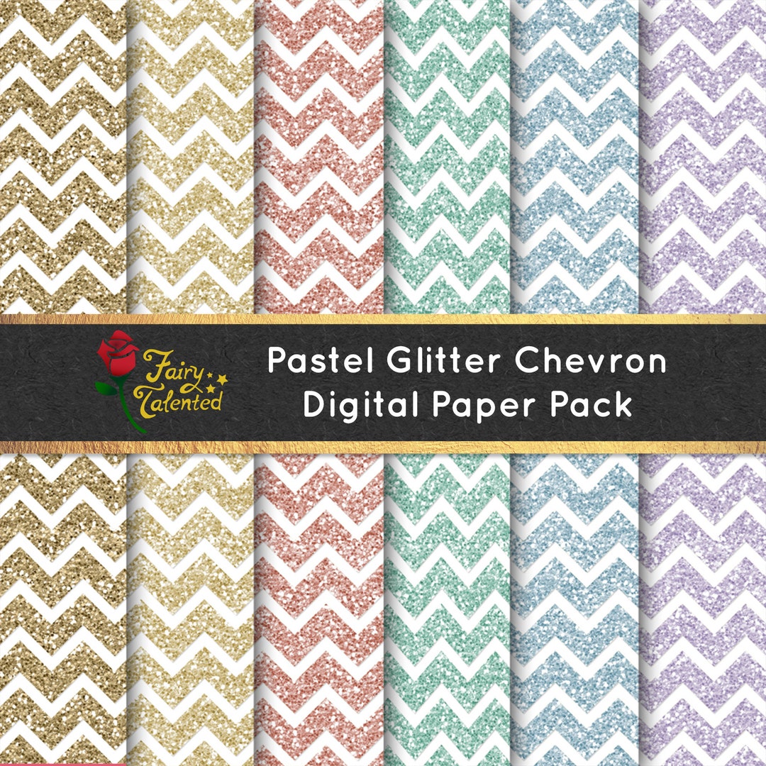 Pastel Glitter Chevron Digital Paper Pack - Etsy