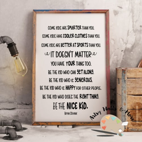 Be the Nice Kid Quote Svg File Classroom Hallway Decor Svg CUT - Etsy